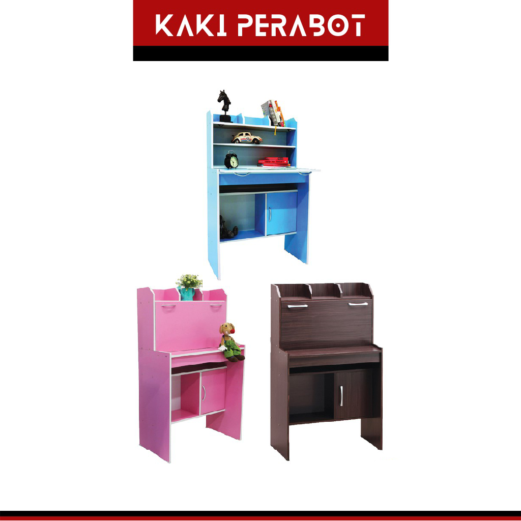 FAYNE 0.76M Kids Study Table With Shelf Rack Kids Study Desk Meja ...