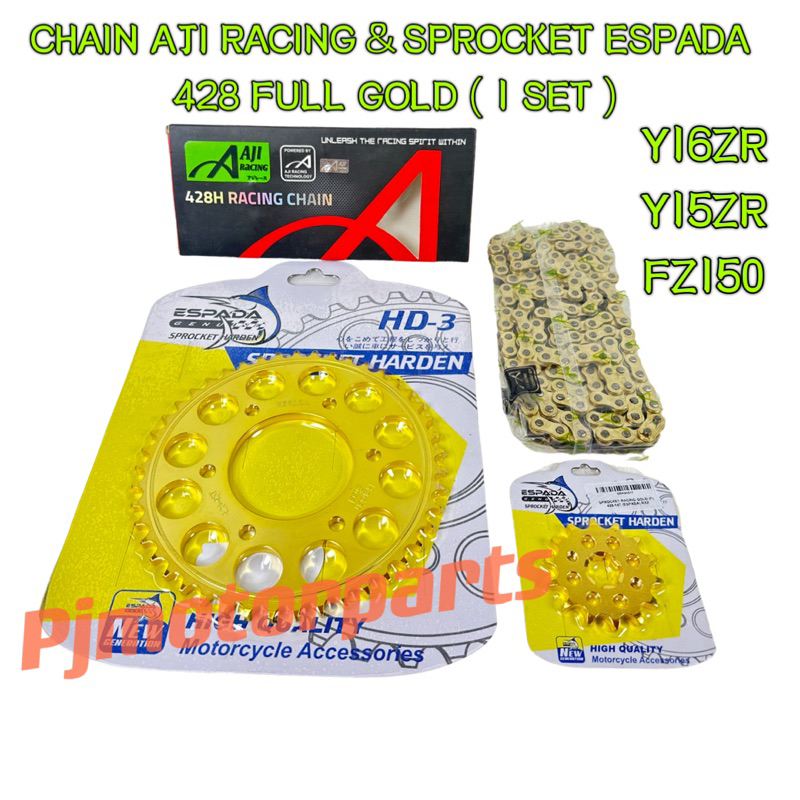 (1 SET) Y16 Y15 Y15ZR FZ150 (FULL GOLD) 428 SPROCKET HD-3 ESPADA & 428H ...