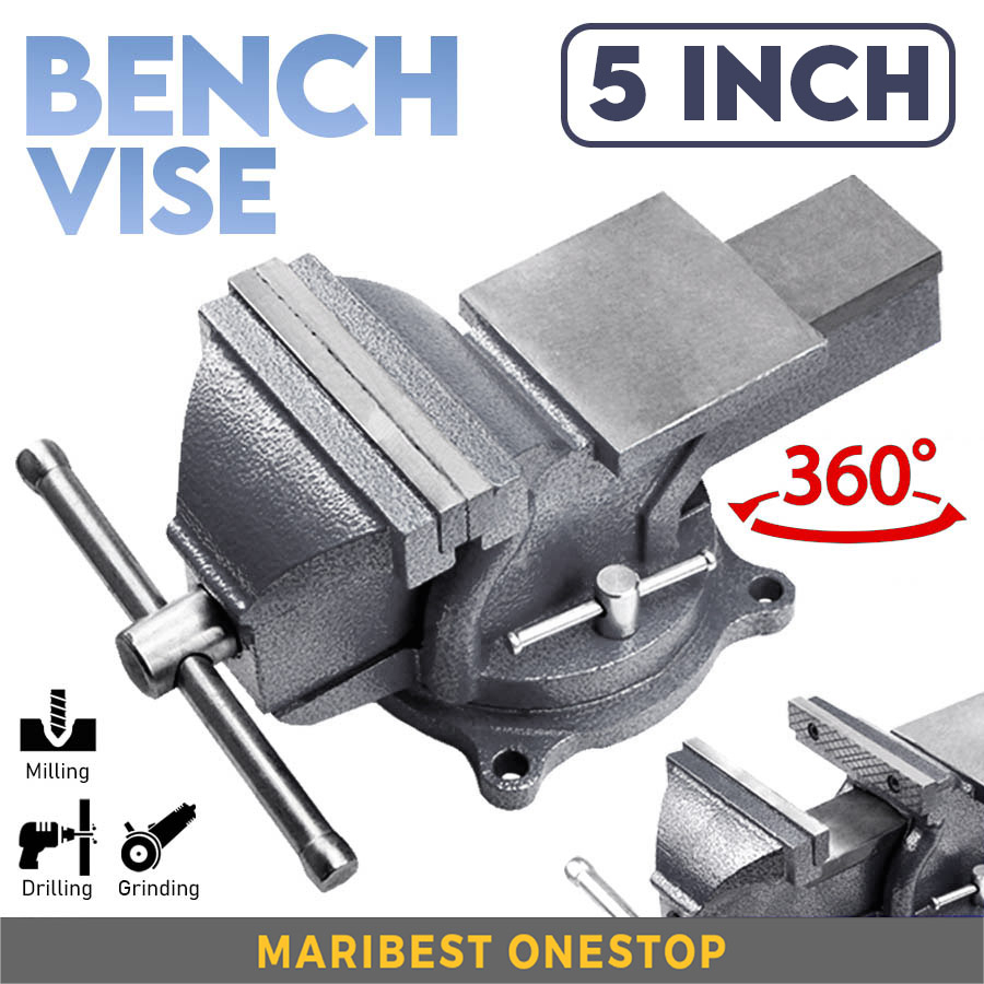 5" Swivel Base Bench Vise Clamp Heavy Duty Ragum Clamp Work Bench Table Vise Woodworking Clamp ...