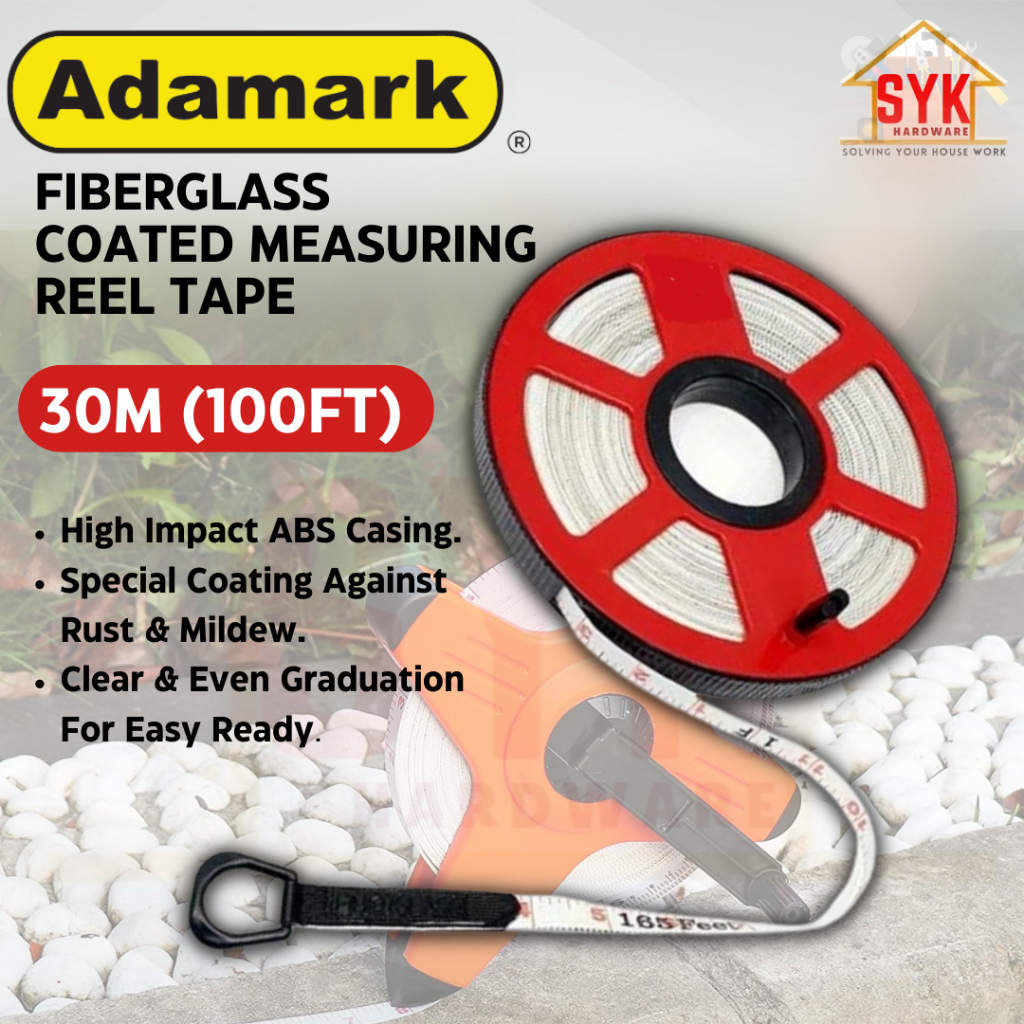 SYK Adamark 30M 50M 100M Fiberglass Measuring Tape A Type Retractable ...