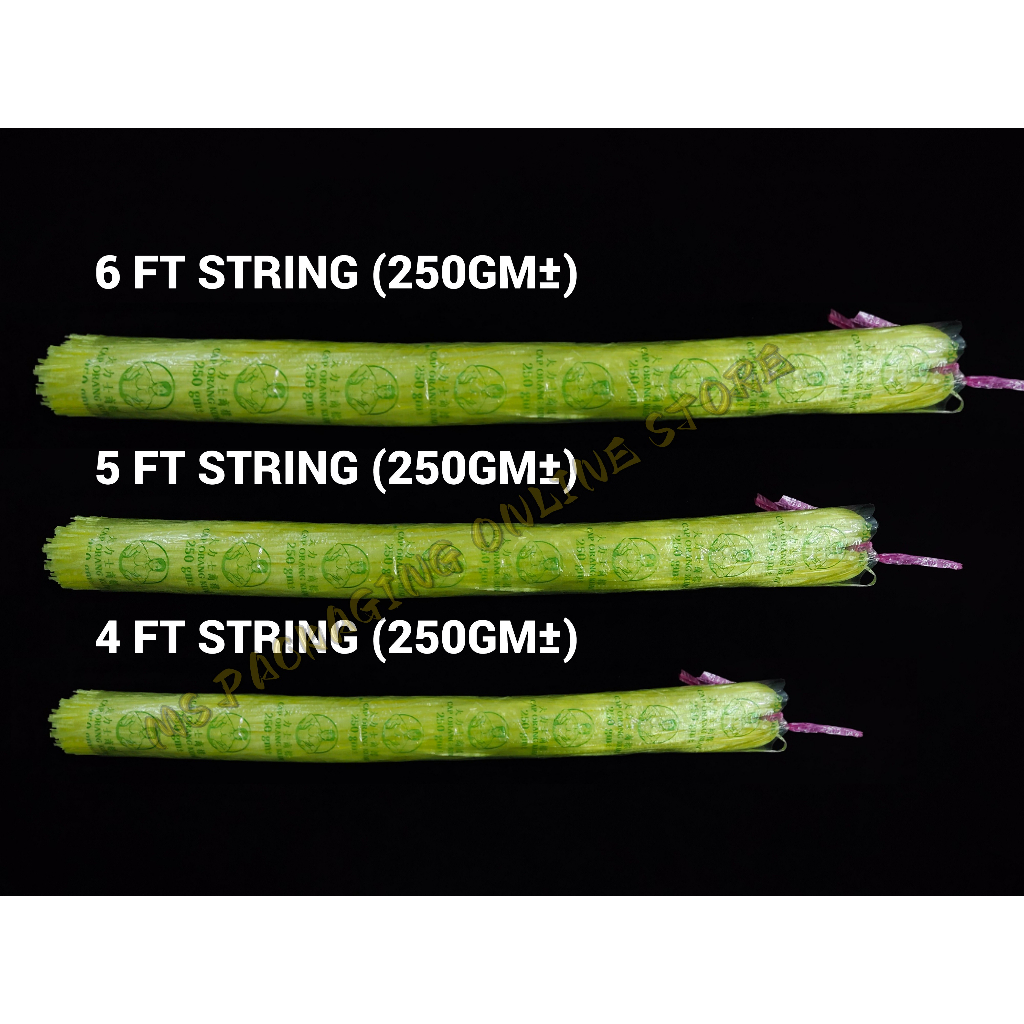 4" 5" 6" FT String [ 250gm± ] Premium Plastic Rafia String / Cap Orang ...