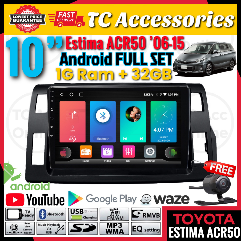 (Toyota Estima ACR50 2006-2015) 10" Android 2-DIN Car Player 2GB/4GB ...