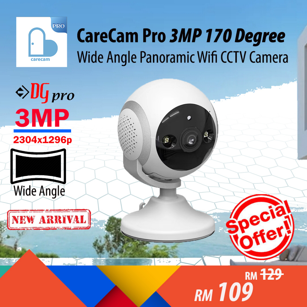 [NEW ARRIVAL] Carecam Pro 3MP 1296p 170 Degree Wide Angle Panoramic ...