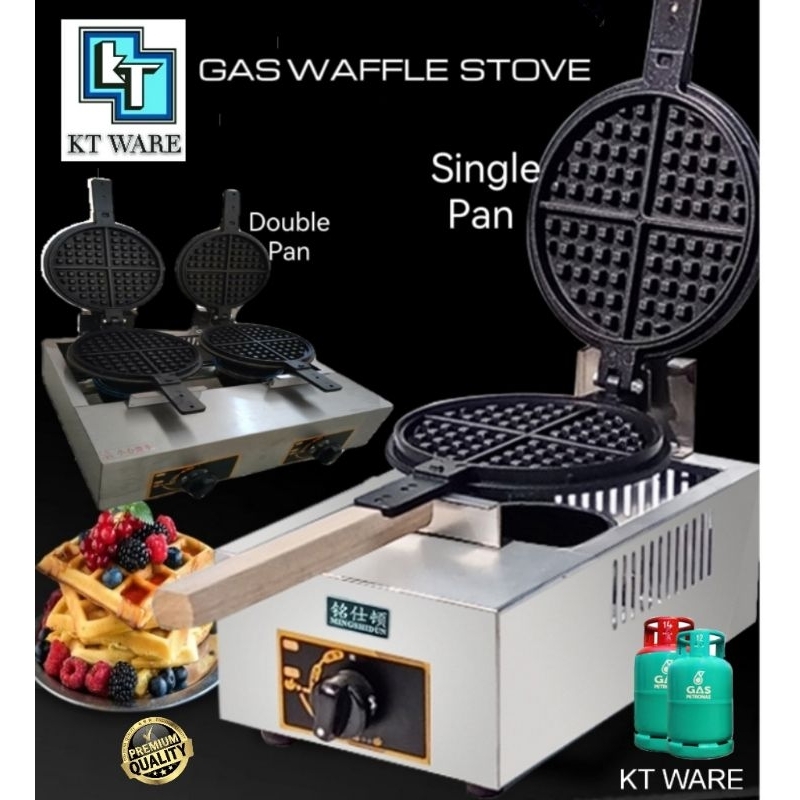 KT WARE Commercial Gas Waffle Baker Stove Portable Waffle Maker Telfon ...