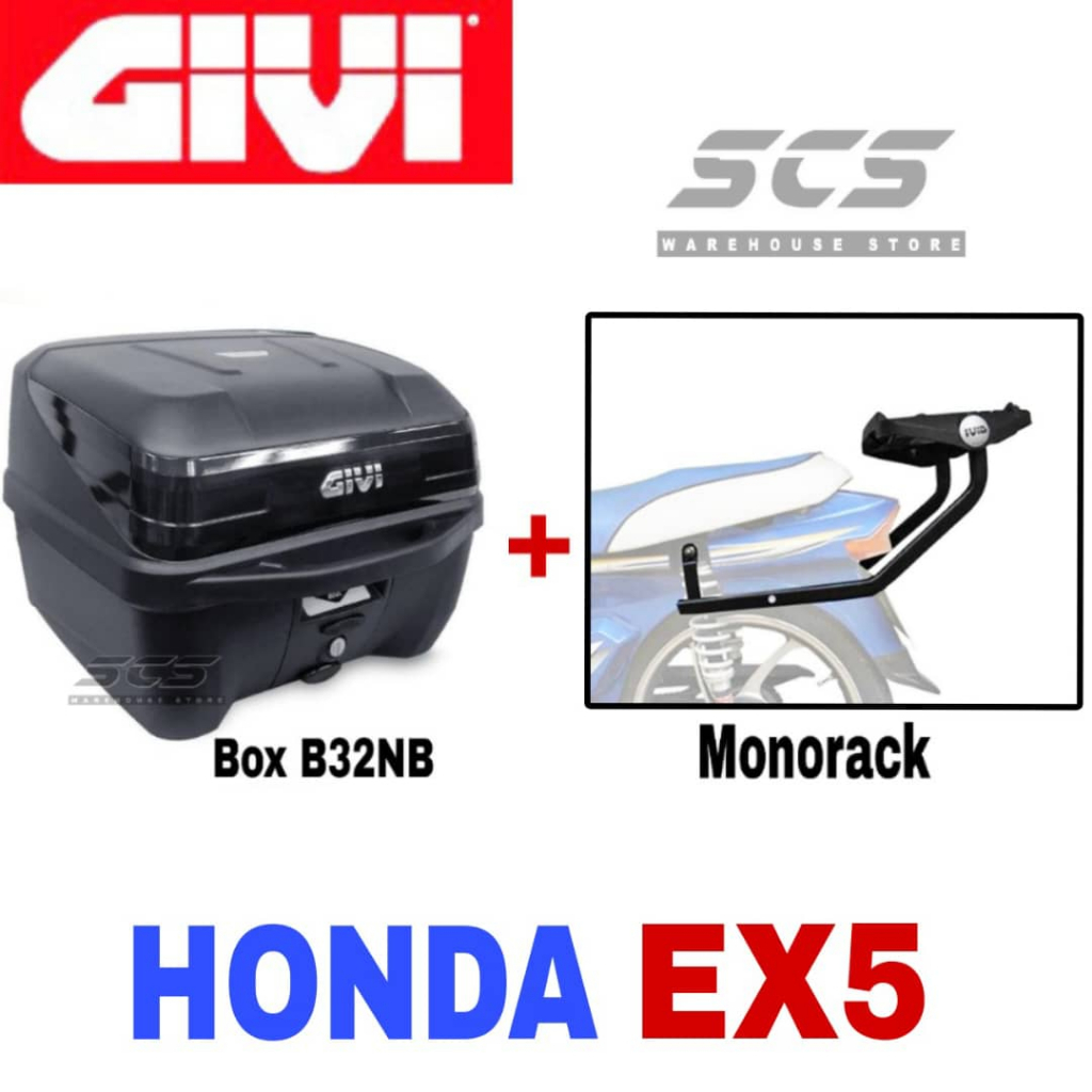 Monorack Givi HONDA EX5 100% Original Givi Heavyduty Advance Rack with ABS Boxes 32Litre Box ...