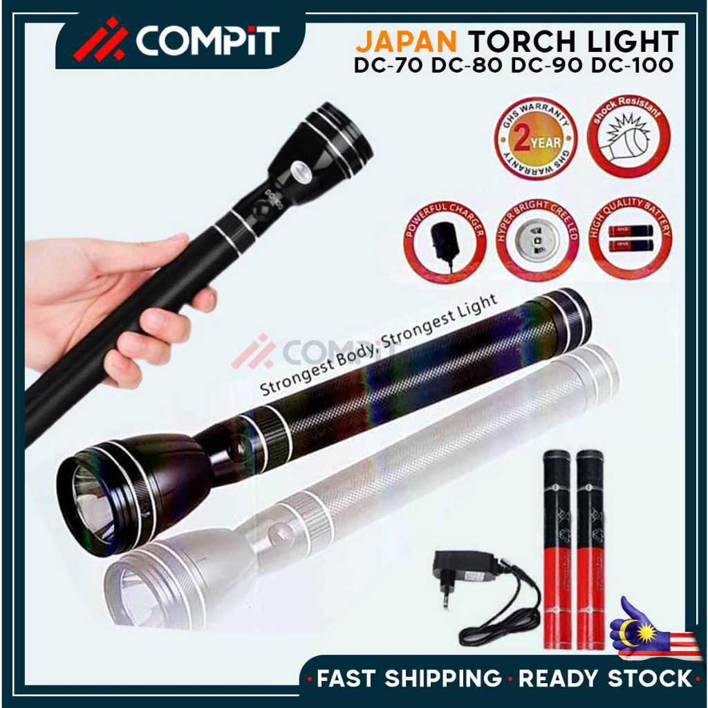 ORIGINAL JAPAN TORCH LIGHT DC-70 DC-80 LONG RANGE ALUMINUM LED FLASH ...
