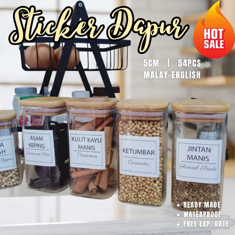 [READYMADE] 54pcs Sticker Dapur / Kitchen Sticker Waterproof 5cm (FREE ...