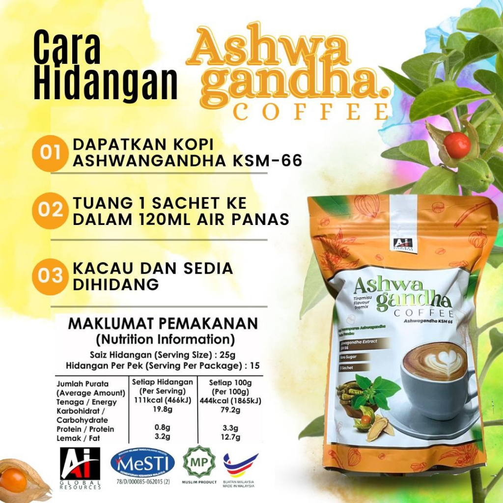 KOPI PREMIX ASHWAGANDHA KSM 66 KOPI RAWAT 3 SERANGKAI [ORIGINAL HQ ...