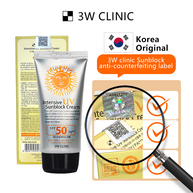3W CLINIC Sunscreen Sunblock Cream Prevent Intensive UV SPF50+ PA ...