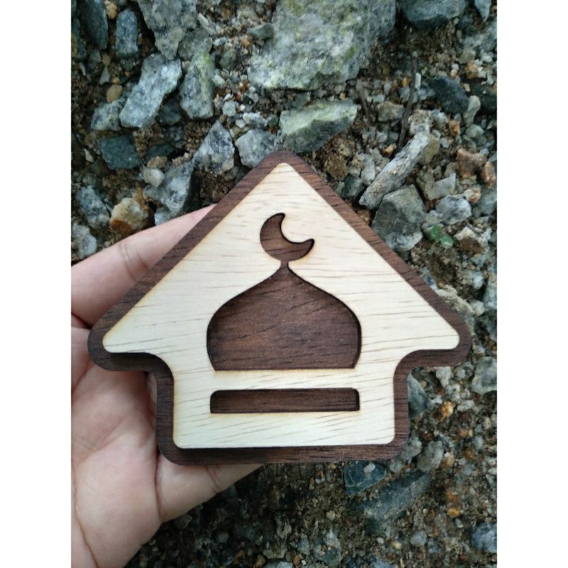 Sign 3D Tanda Penunjuk Arah Kiblat Solat Kayu Plywood Engrave Wood ...