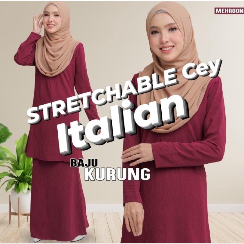 Raya 2024 Italian cey baju kurung STRETCHABLE style baju kurung Ready ...
