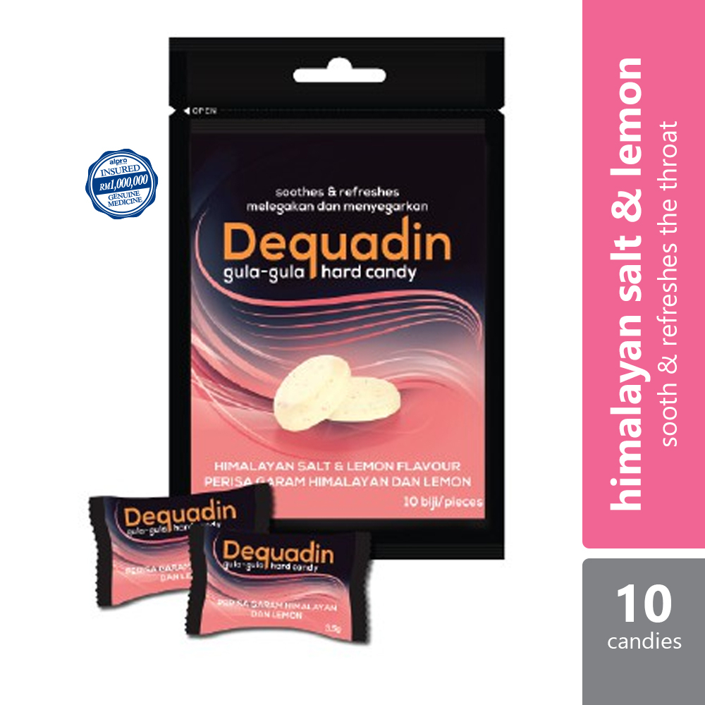 Dequadin Hard Candy for Sore Throat - Lemon, Menthol, Himalayan Salt ...