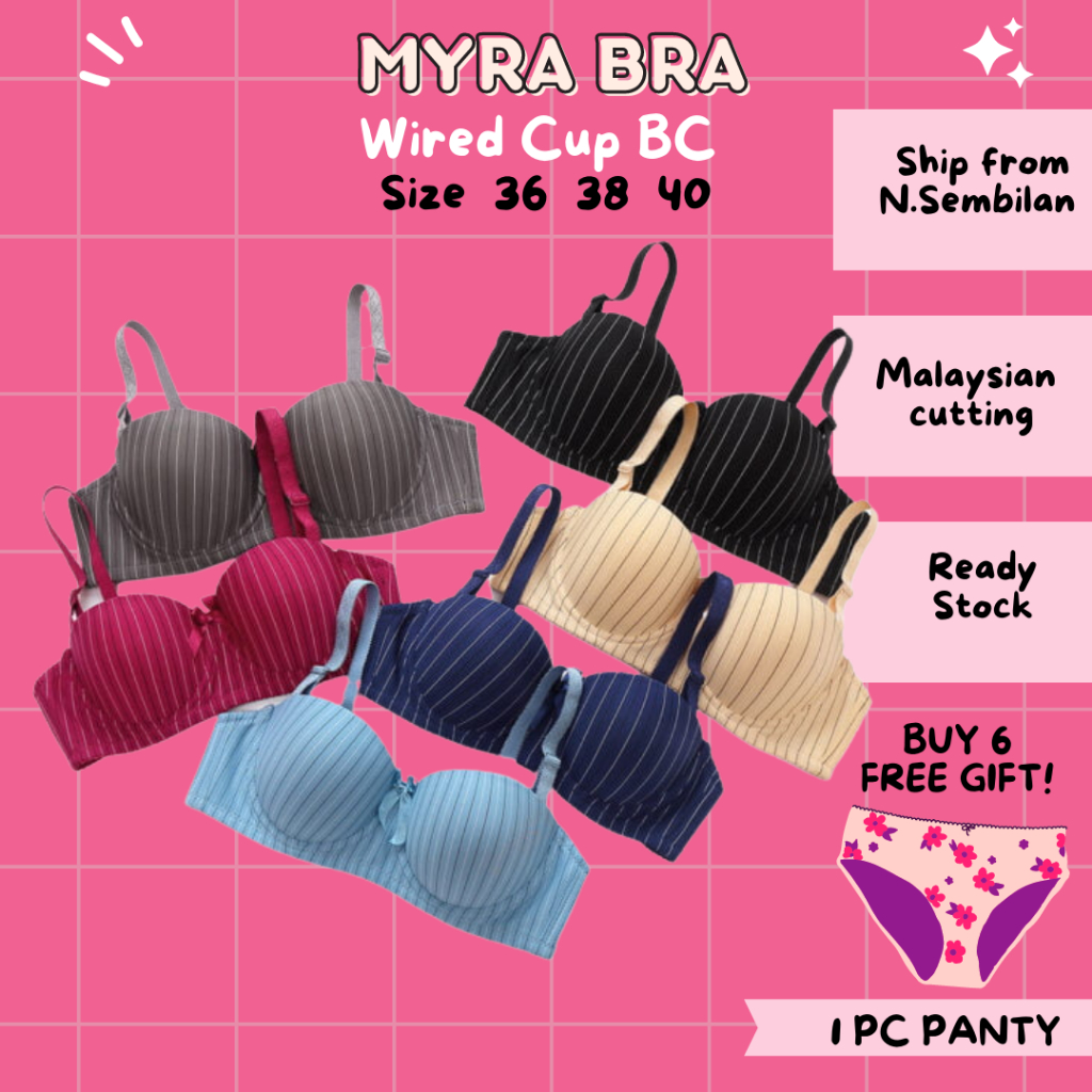 Myra Push Up Bra Wired Half Cup B Underwire Women Lingerie Size 34 40 ...