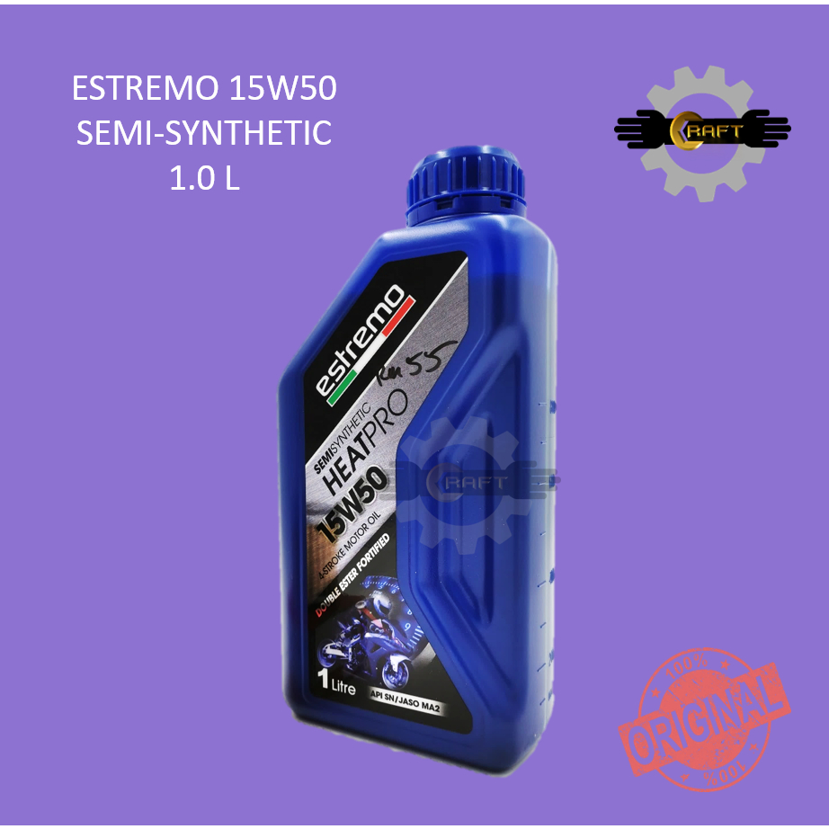 ESTREMO ITALY MOTORCYCLE ENGINE OIL HEATPRO 4T 15W50 Double Ester SEMI ...