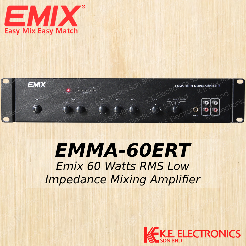 Emix EMMA-60ERT 60 Watts RMS Low Impedance Rack-Mountable Mixing ...