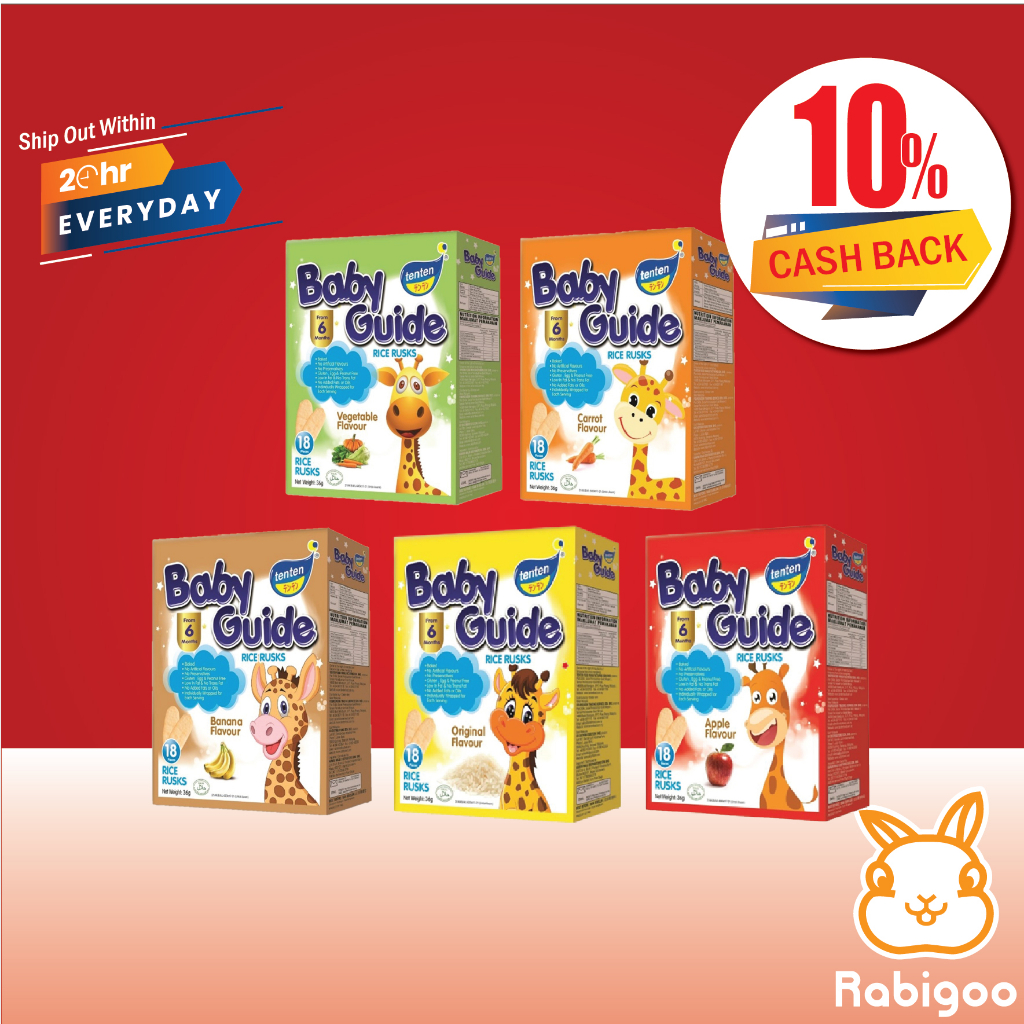 [CASHBACK 10%] Tenten Baby Guide Rice Rusks 36g (6m+) | Shopee Malaysia
