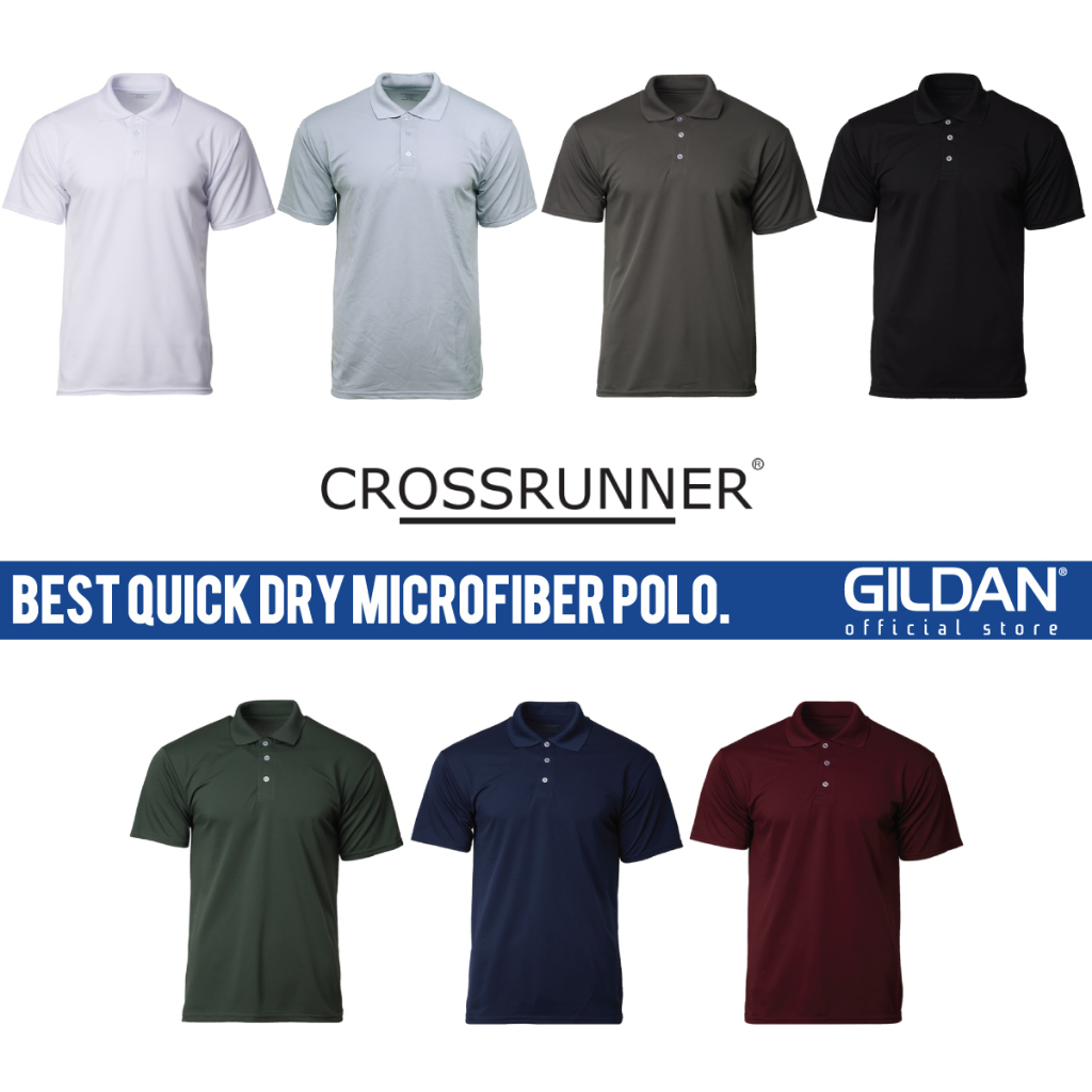 GILDAN x CROSSRUNNER Best Microfiber Quick Dry Polo Tee Unisex Plain ...