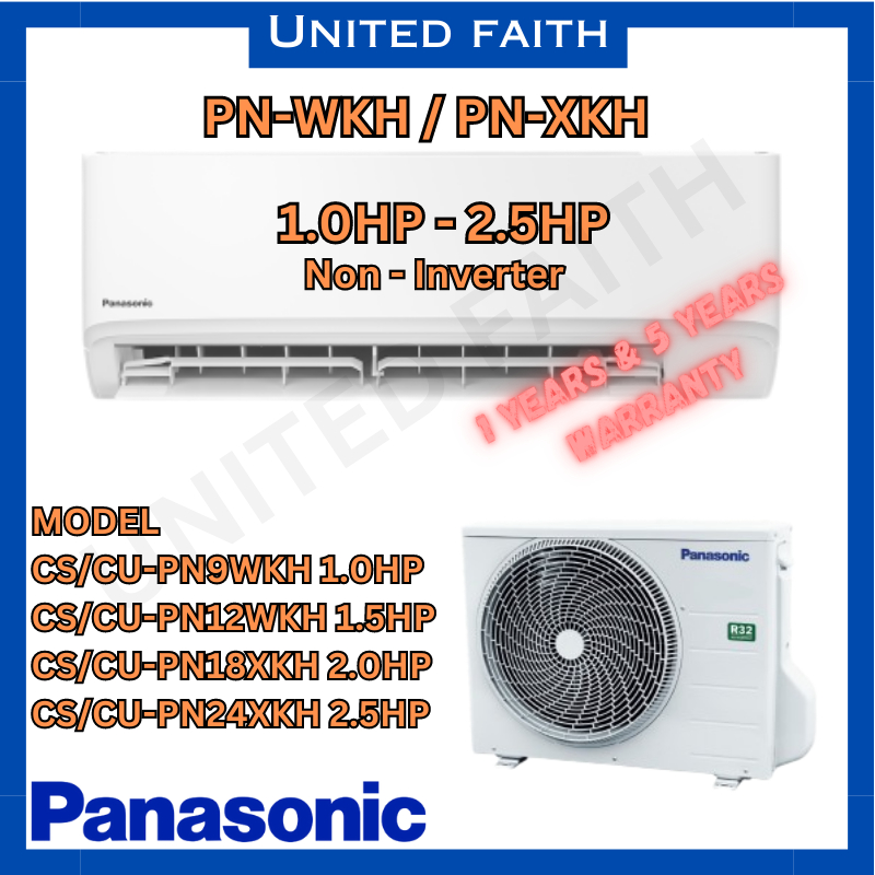 Panasonic Air Conditioner Wall Mounted Non-Inverter R32 1.0HP - 2.5HP ...