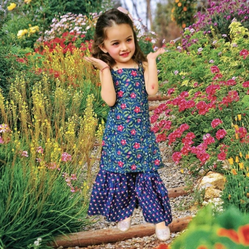 Summertime Blues Kids Sharara For Baby Girls and Kids Punjabi Suit Set ...