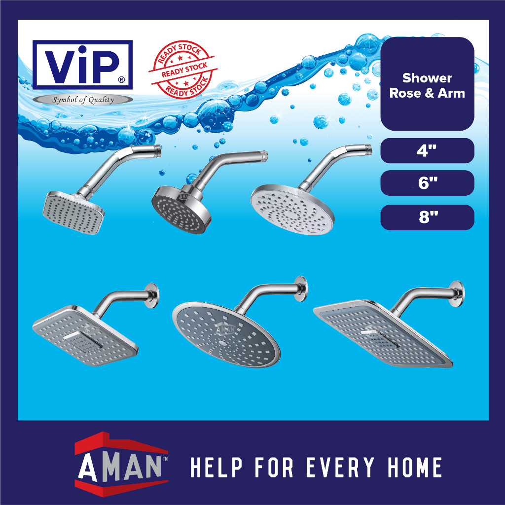 ViP Shower Rose With Arm Round Square Shower Head Rainfall Rain Shower ...
