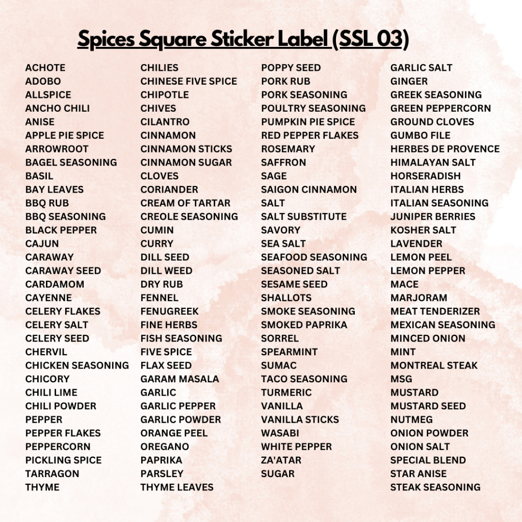 Sticker Dapur Waterproof Sticker Label Rempah Ratus Rumah Laundry Home ...