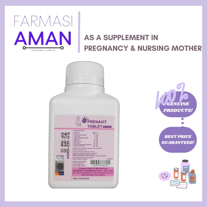 Sunward Prenavit Tablet 180's | Shopee Malaysia