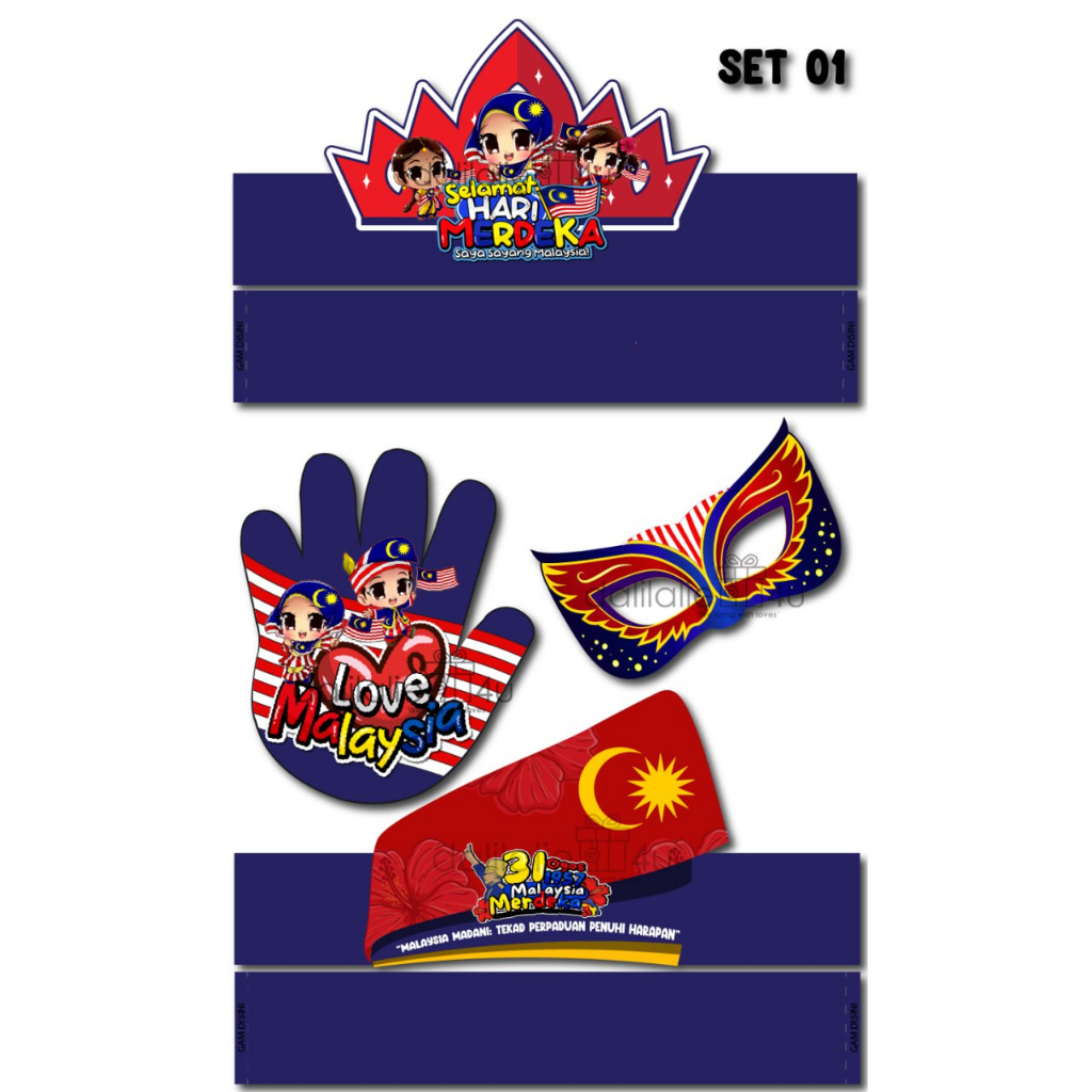 Topi Merdeka Kanak-kanak Kipas Tangan Merdeka Mask merdeka | Shopee ...