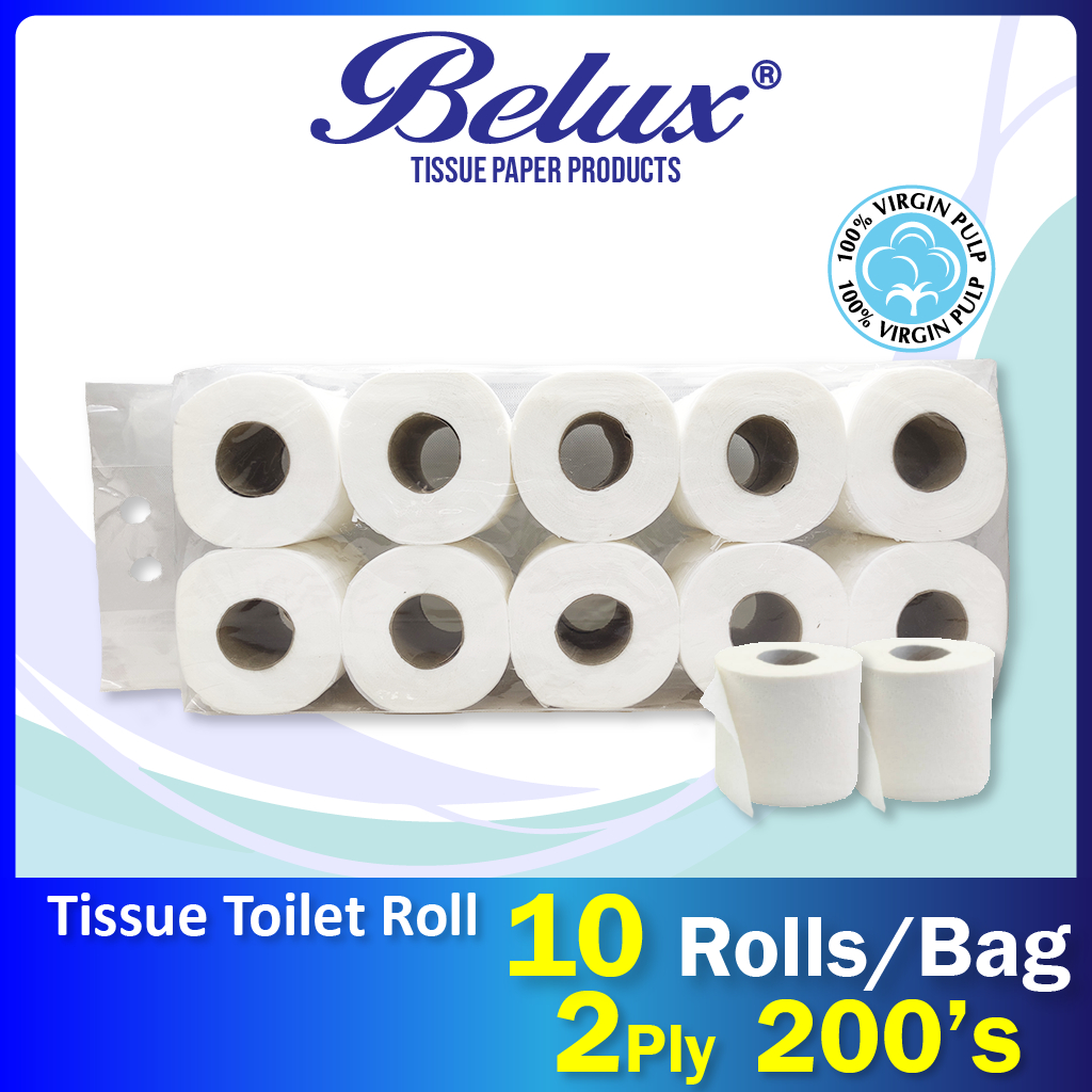 Belux Toilet Tissue Paper Roll (200 Sheets x 10 Rolls) | 2 Ply | 100% ...