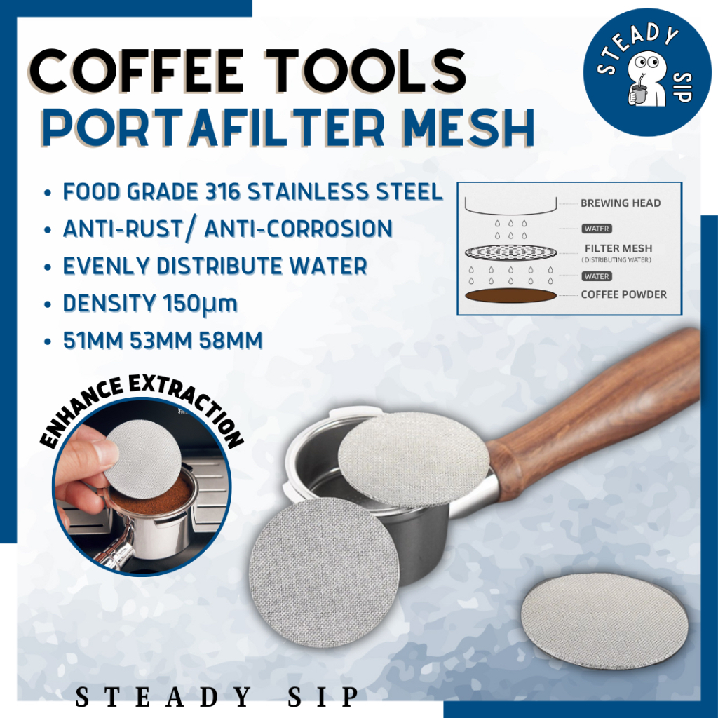 Steady Sip Stainless Steel Portafilter Mesh Coffee Mesh Filter Puck ...
