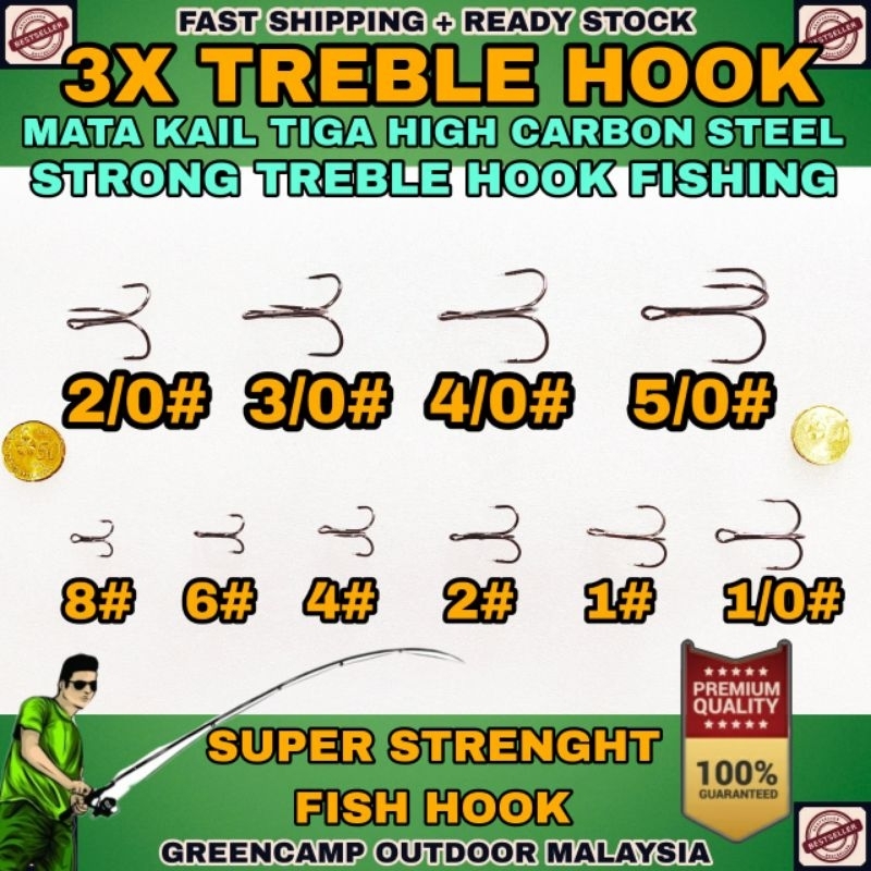 FISH HOOK MATA KAIL TIGA MURAH TREBLE HOOK HEAVY DUTY FISHING SEA ...