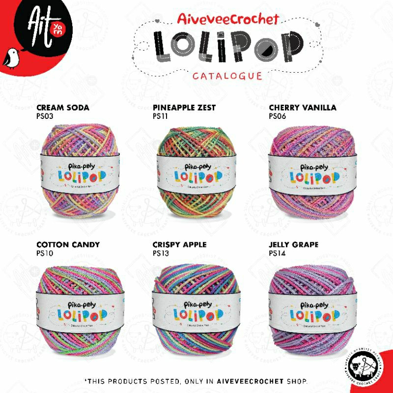 Pika Poly Lolipop Mix Colour Yarn (100g) | Shopee Malaysia