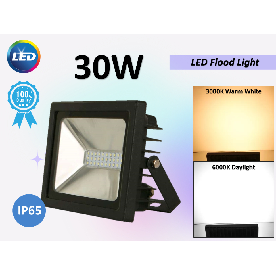 30W LED FLOOD LIGHT SPORT LIGHT IP65(WEATHERPROOF) 6000K(WH) / 3000K(WW) Model: SW/FL-30W ...