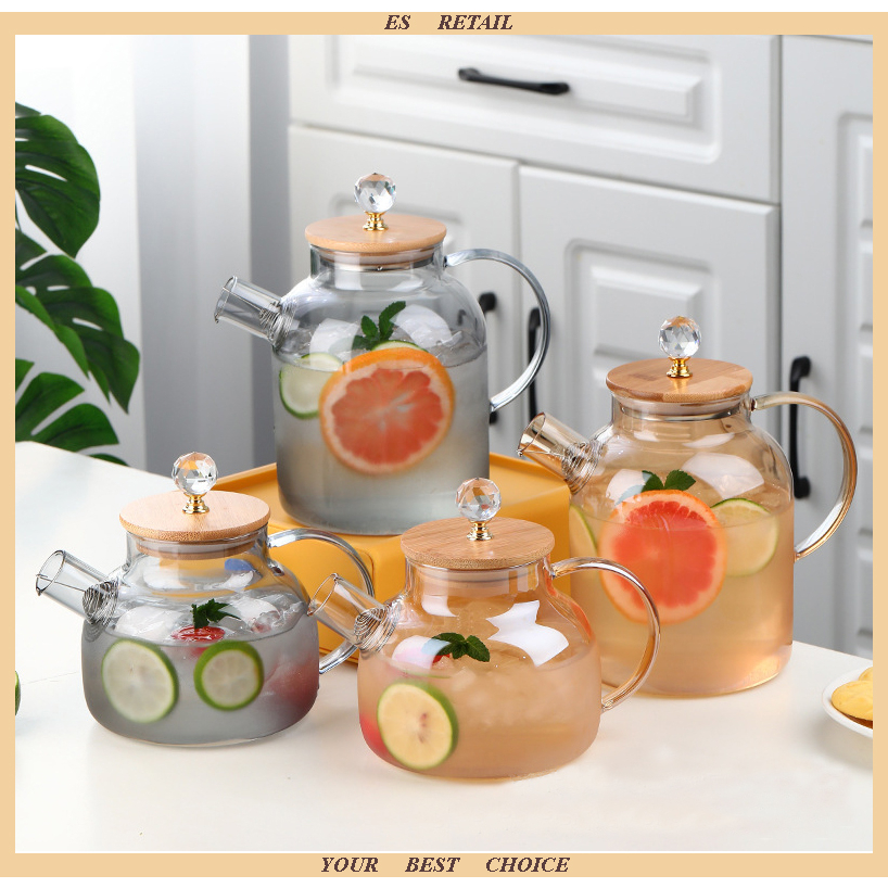 Gold water pitcher Borosilicate glass jug Water jug with lid Tempayan ...