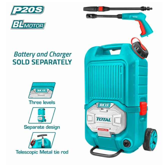 TOTAL Li-ion Cordless Portable Auto stop pressure washer / Water jet ...