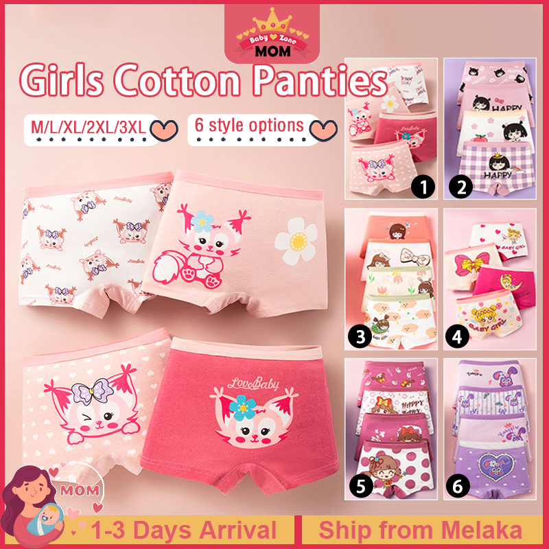4pcs/Pack Girls Panties Cotton Breathable Underwear Cartoon Cute Kids ...