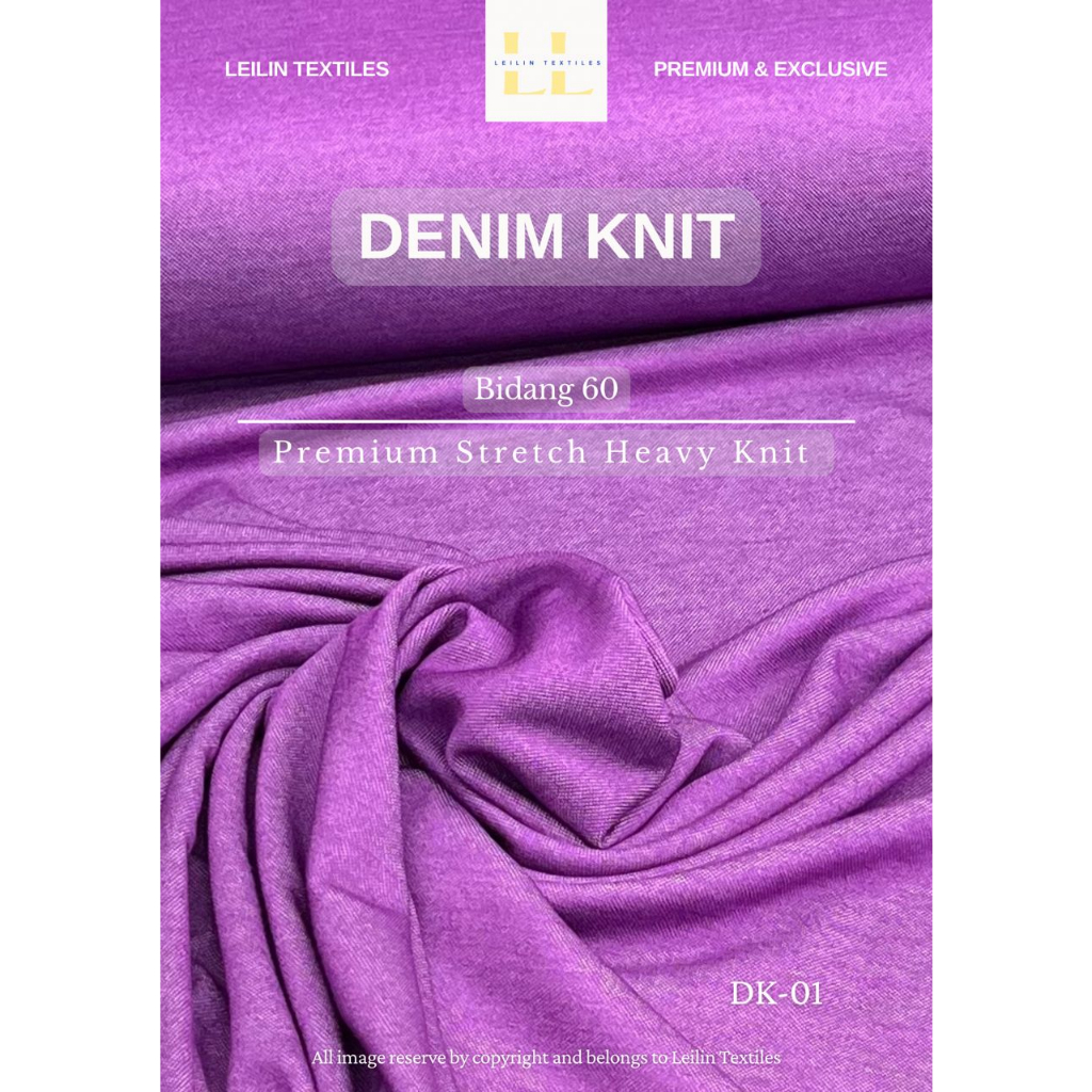 Kain Denim Knit Stretchable Bidang 60" Open Meter (0.5m) LEILIN ...