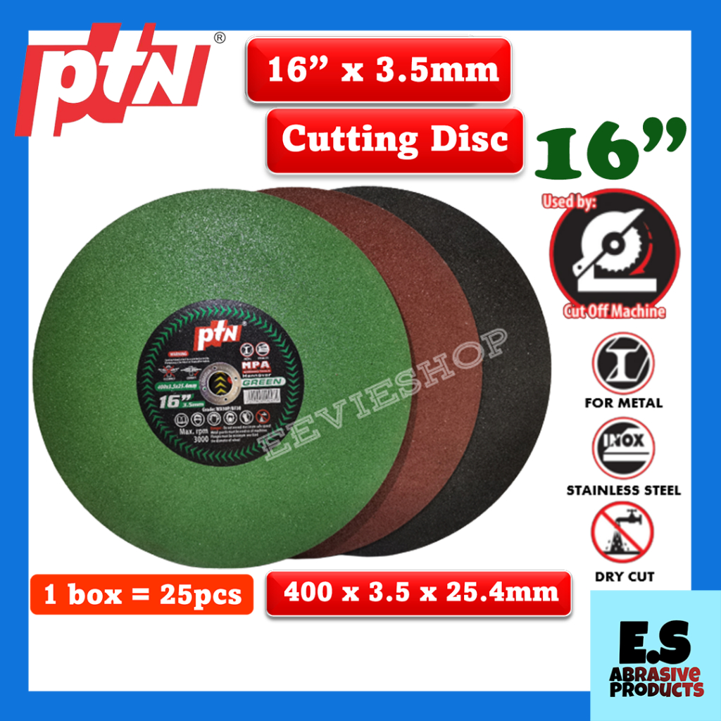 (5PCS) PTN 16"x 3.5mm Metal Cutting Disc/Wheel 400 x 3.5mm x 25.4 or ...