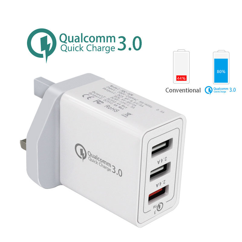 Palam USB UK 3 Pin pengecas utama 2 pek, rekavin Multi USB Charger Plug ...