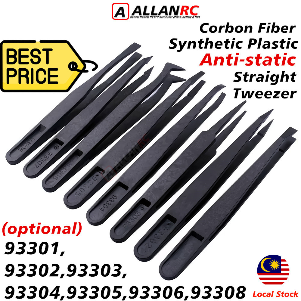 Anti-static Carbon Fiber Synthetic Plastic Straight Tweezer DIY Kit ESD ...