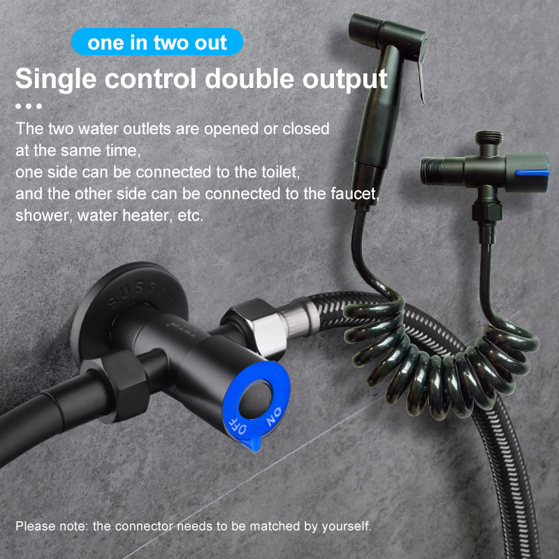 Stainless steel bidet spray set hand bidet two way tap faucet bathroom ...