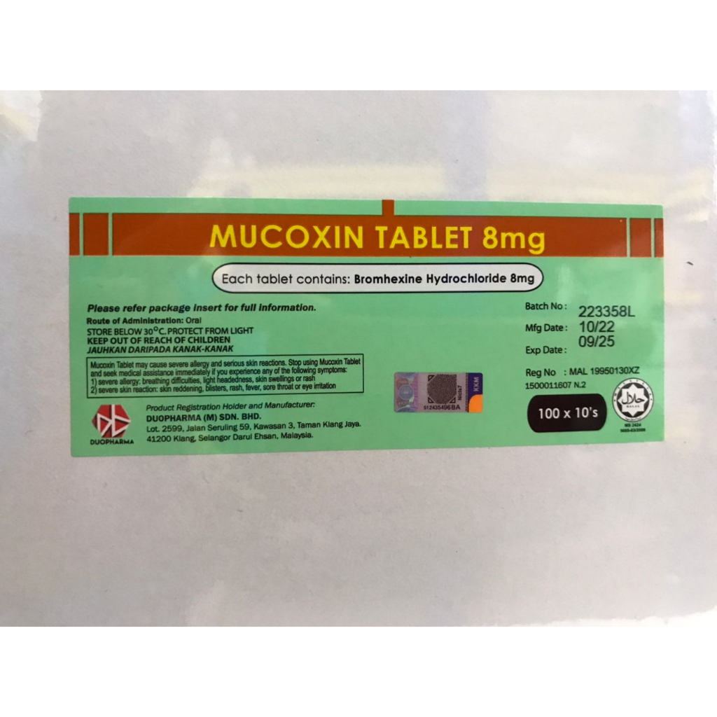 MUCOXIN TABLET 8MG (BROMHEXINE) | Shopee Malaysia