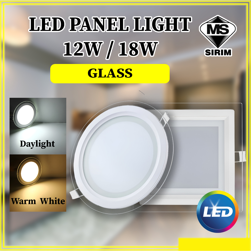 [SIRIM] LED Glass Downlight 12W / 18W (Round / Square) LED Panel Light ...