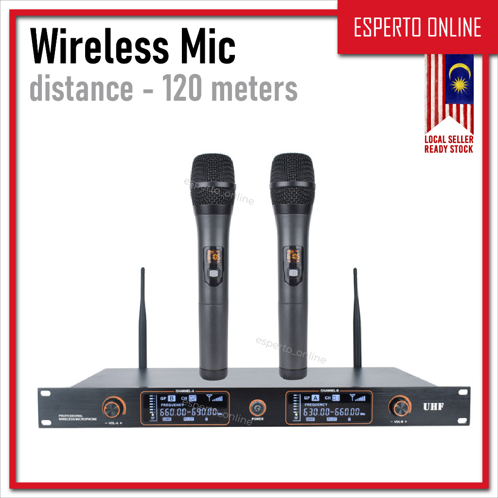 𝟐𝟒𝐡𝐫 𝐒𝐡𝐢𝐩 📦 Profession 2 Channels Wireless Microphone Metal / PVC UHF ...