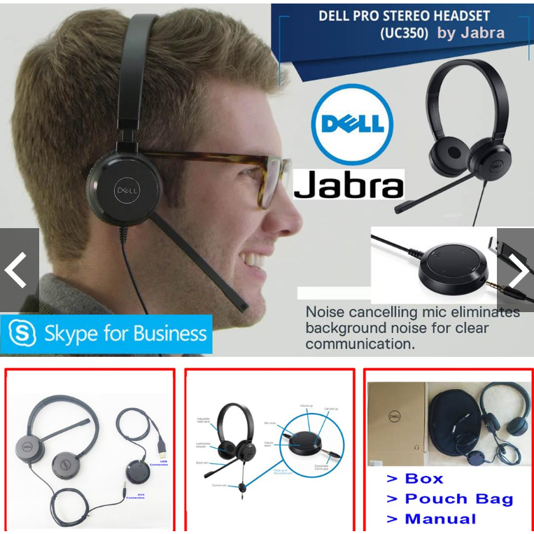 Original Dell UC350 HSC060 ENC060 Jabra Evolve 30 II Pro Stereo Headset ...