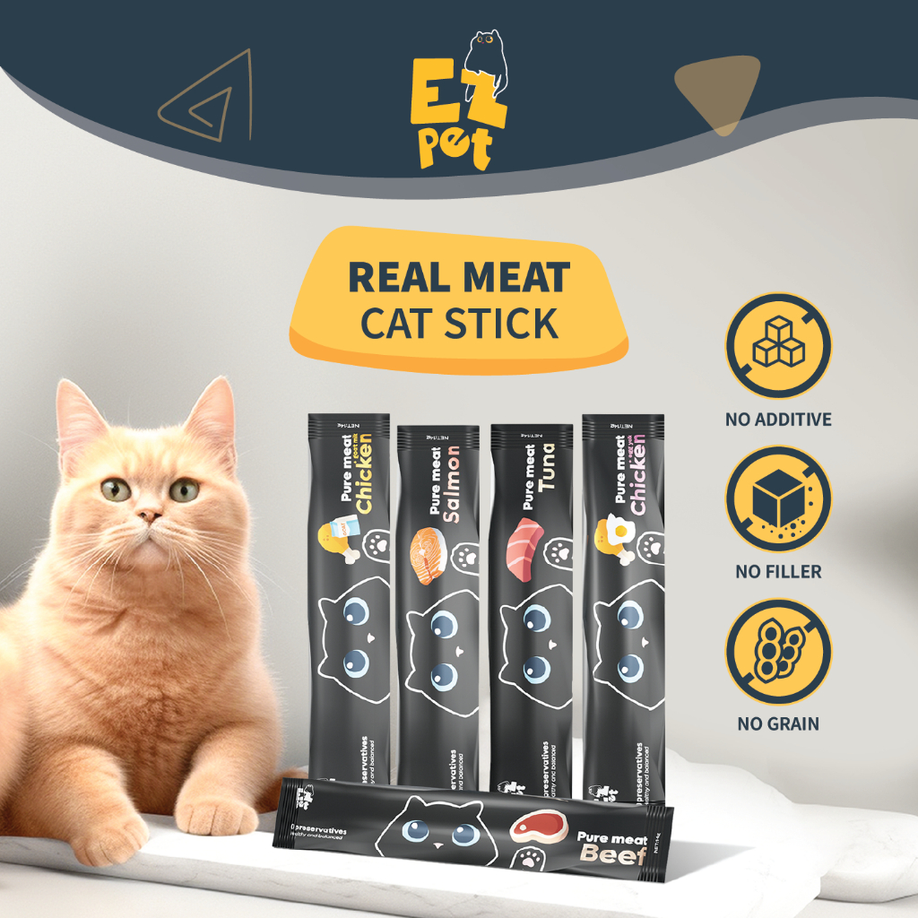 EZPET🐱【Premium 100% Real Meat Puree】Cat Stick Pure Meat14g Healthy Cat ...