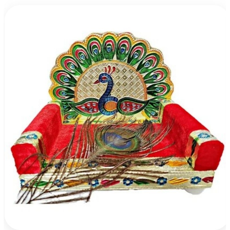 velvet Modern Wooden Meenakari Peacock Design Singhasan/Sinhasan for ...