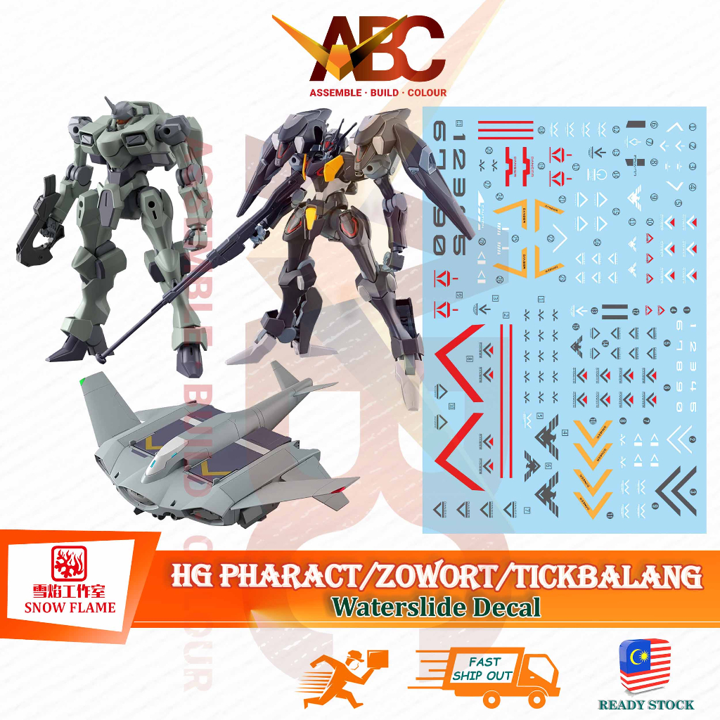 (Snow Flame) Waterslide Decal - HG 1/144 Pharact + Zowort + Tickbalang ...