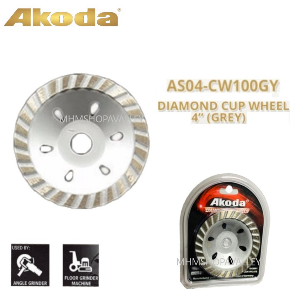 AKODA Heavy Duty Diamond Cup Wheel 4"/100mm Grey AS04-CW100GY 钻石磨片 | Shopee Malaysia