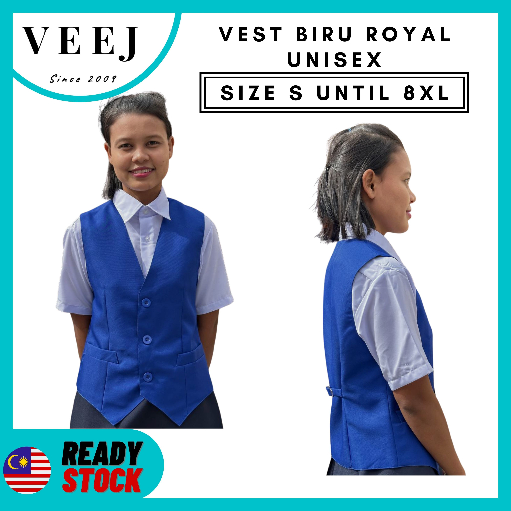 VEST BIRU 100% BERKUALITI POLYESTER PREMIUM ROYAL BLUE & WITH INNER ...