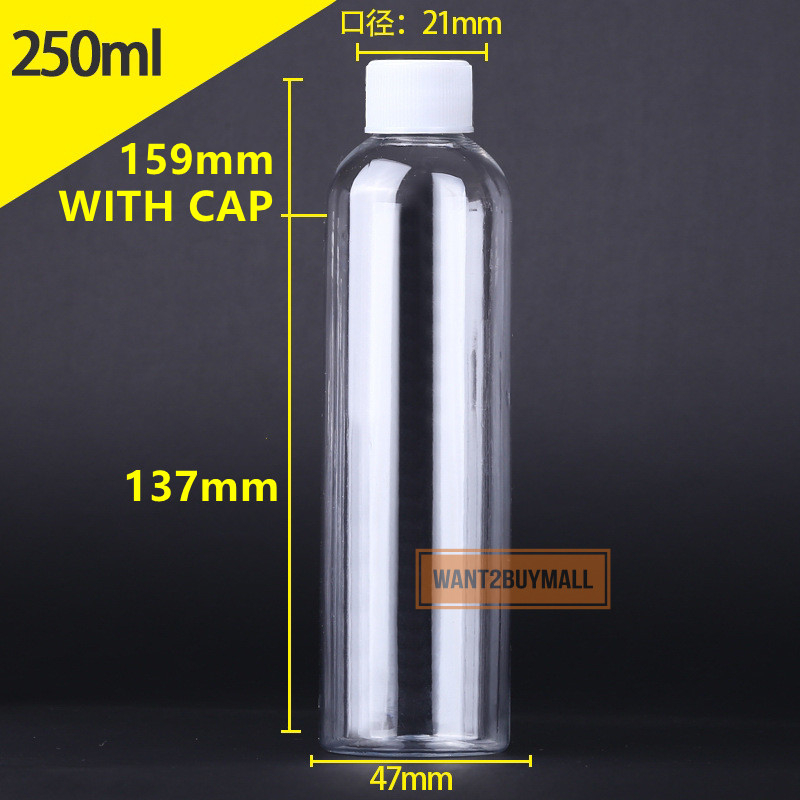 🇲🇾 🏆 10ml-250ml Screw White Cap PET Round Plastic Empty Water Liquid ...